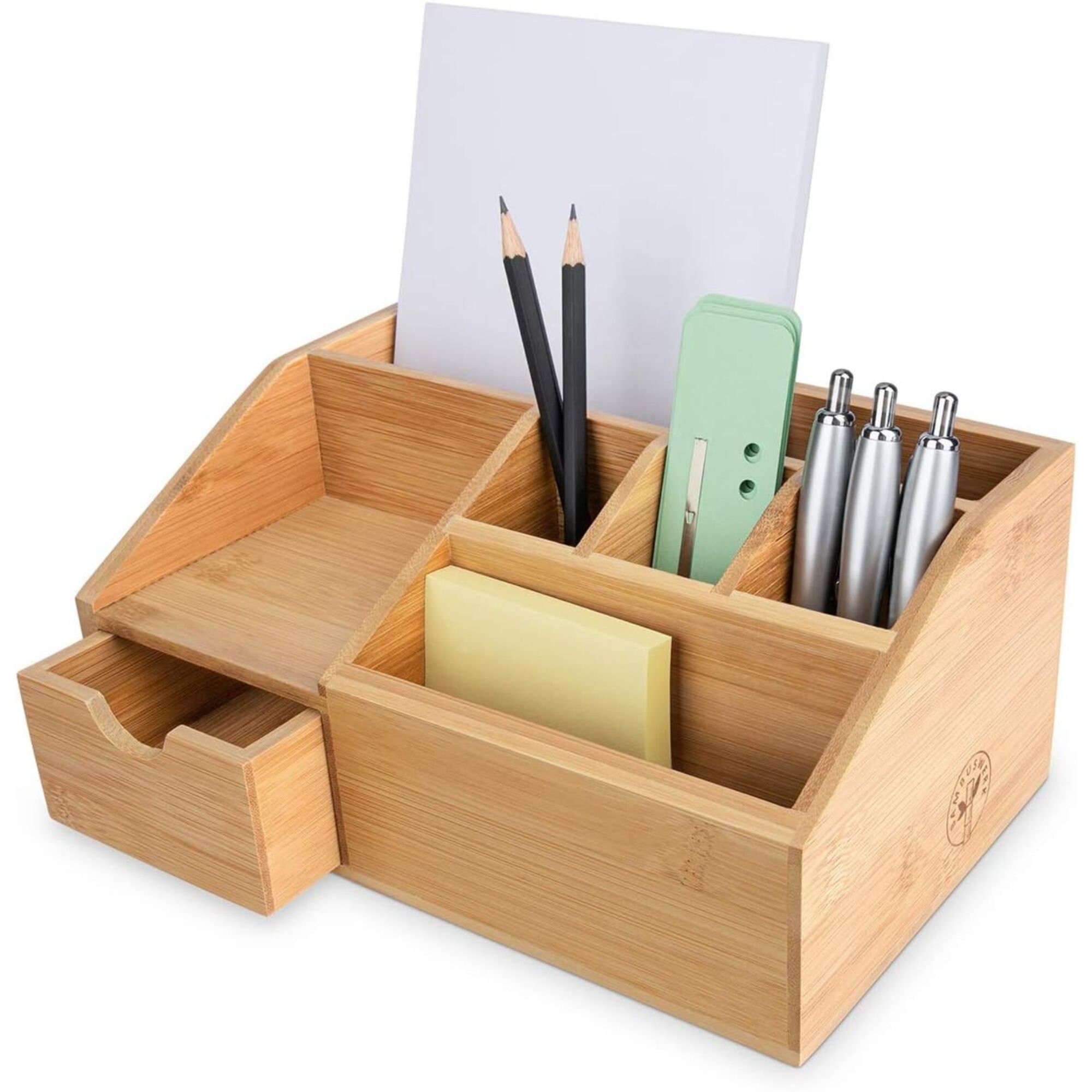 Wooden Desktop Organizer With Drawers Cute Desk Organizer With Pen ...