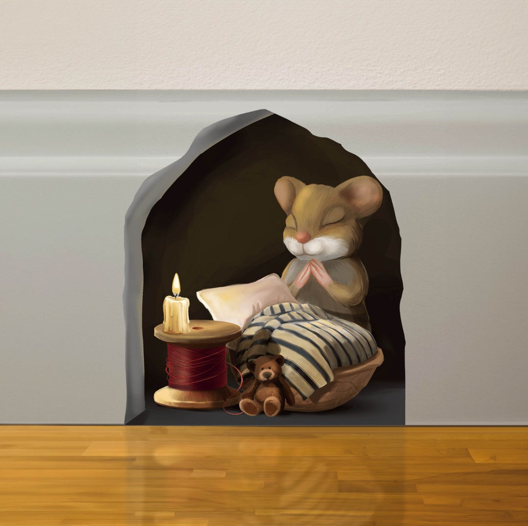 Mouse Praying Mousehole Sticker Praying Mouse 3D Wall Sticker Whimsical ...