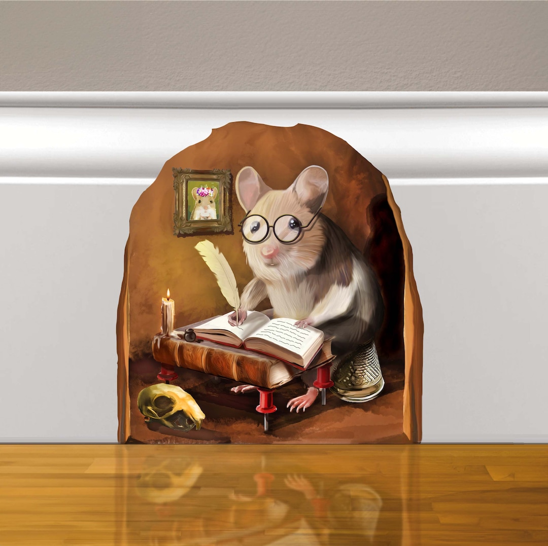 3D Mouse Wall Sticker, Mouse Wall Decal, Mouse 3D Hole, Wall Sticker ...
