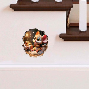 3D Mouse Wall Sticker - Adorable Praying Mouse - Realistic Mouse Wall ...