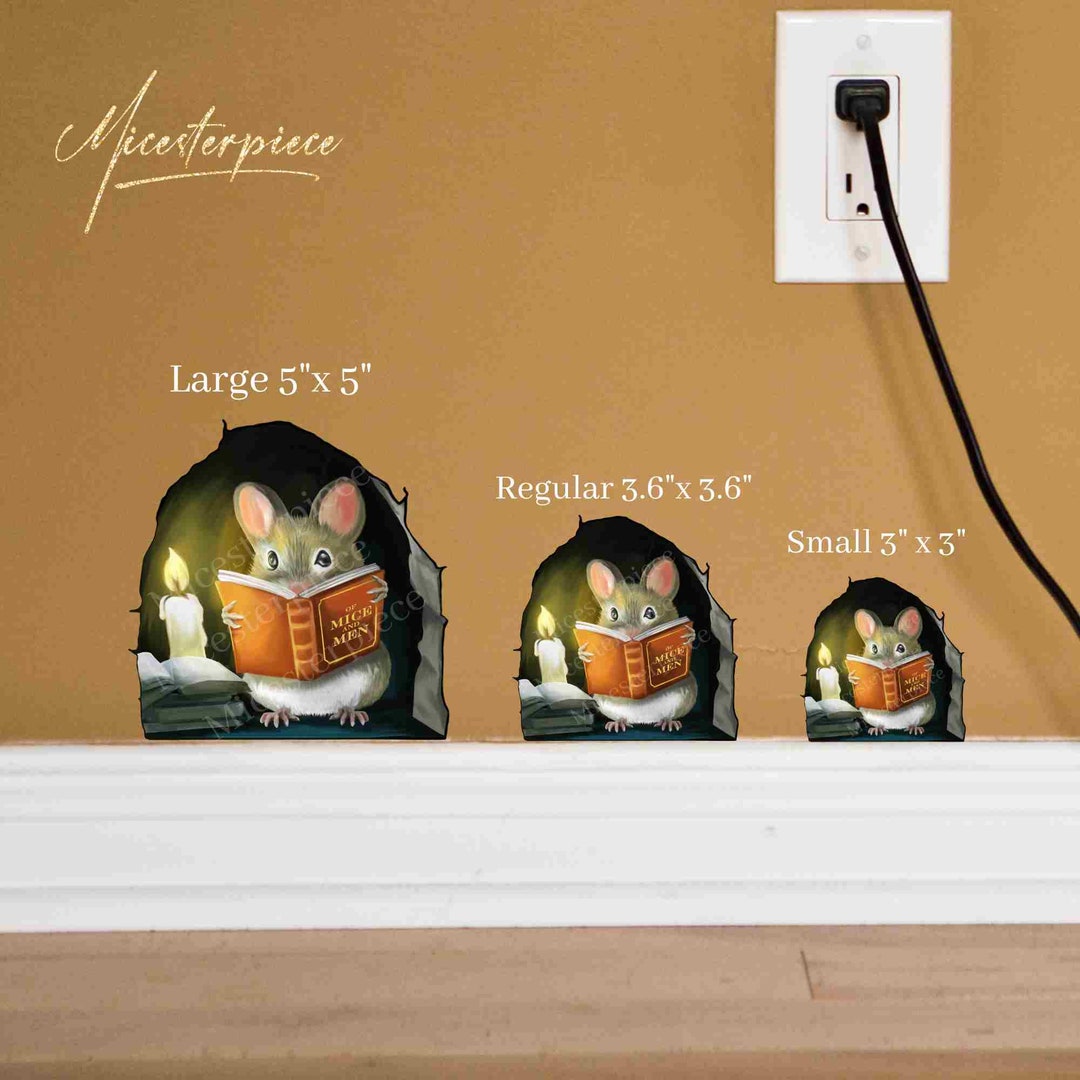 3D Mouse Wall Sticker - Mouse Hole Sticker - Kids Bedroom Wall Decor ...