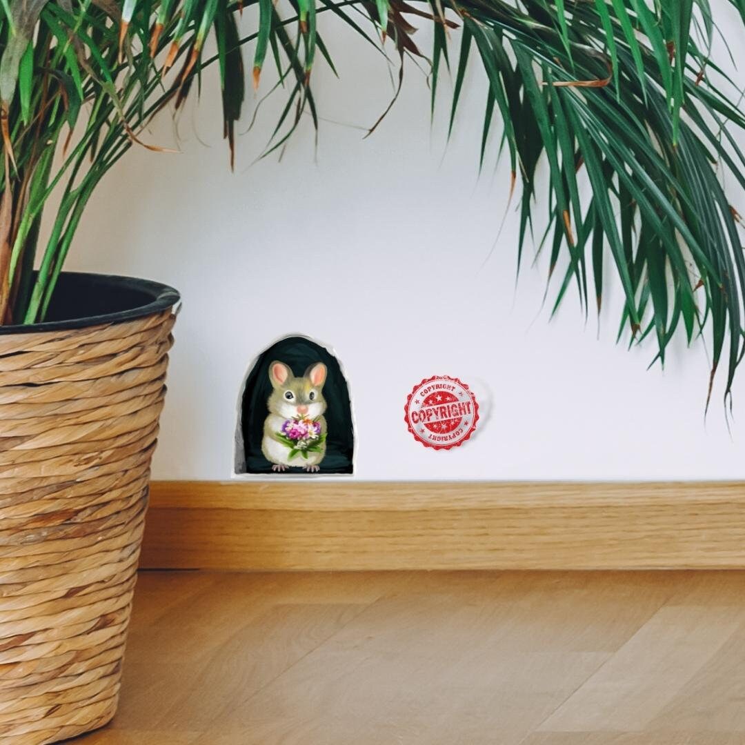 Mouse Hole 3D Sticker Wall Decal Sticker Adorable Mouse - Etsy