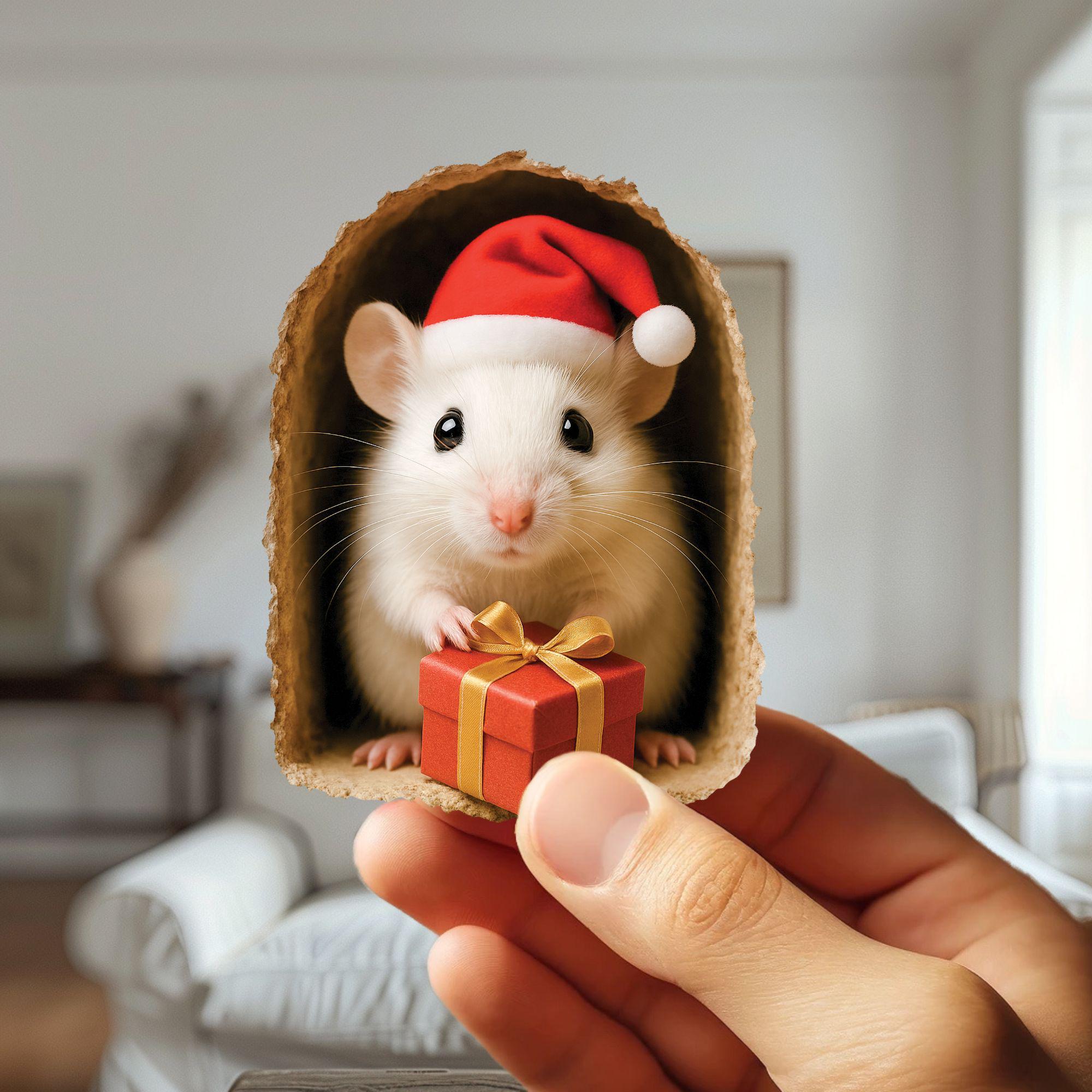 Christmas Mouse Hole Wall Decal: Santa Hat Holiday Decor - Etsy