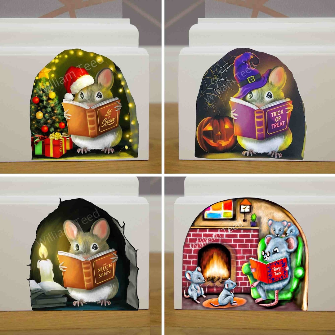 Mouse Hole Decal, Mouse Wall Sticker, Teacher Gift, Book Lover, Mouse ...