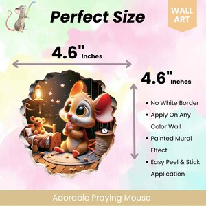 3D Mouse Wall Sticker - Adorable Praying Mouse - Realistic Mouse Wall ...