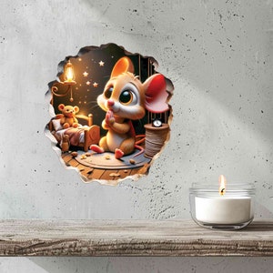3D Mouse Wall Sticker - Adorable Praying Mouse - Realistic Mouse Wall ...