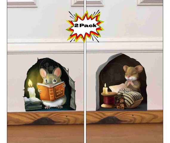 Mouse Reading a Book Mouse Praying Mouse Hole Wall Sticker - Etsy Australia