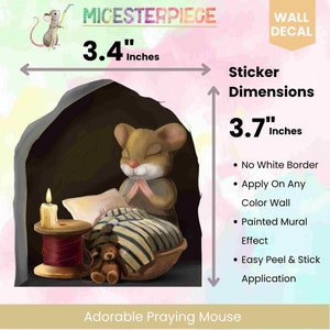 Mouse Praying Before Bedtime 3D Praying Mouse 3D Wall Sticker Whimsical ...