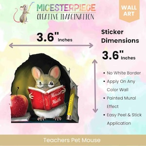 3D Mouse Reading Math Book - Mouse in Wall Hole - Teachers Pet Decal ...