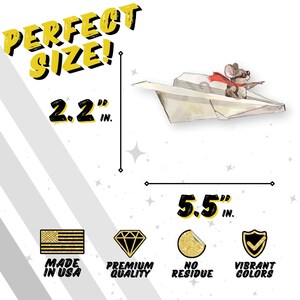 Mouse Flying Paper Plane - Light Switch Sticker - Funny Wall Decoration ...