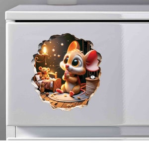 3D Mouse Wall Sticker - Adorable Praying Mouse - Realistic Mouse Wall ...