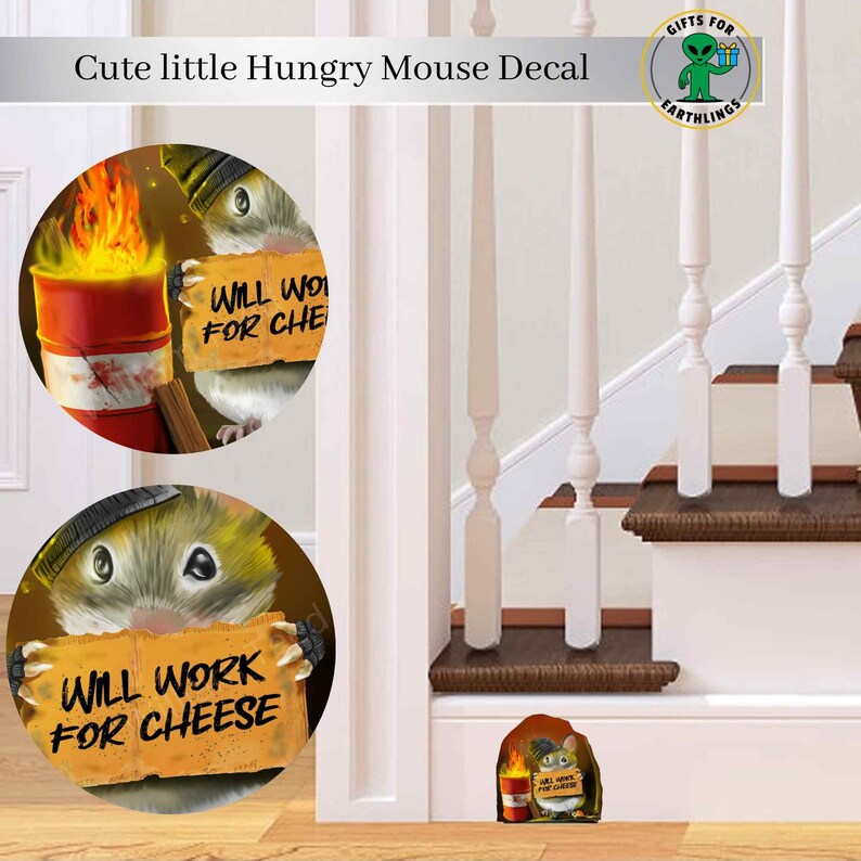 Cute Hungry Mouse Will Work for Cheese Sign in Mouse Hole - Etsy