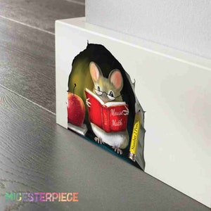 3D Mouse Reading Math Book - Mouse in Wall Hole - Teachers Pet Decal ...