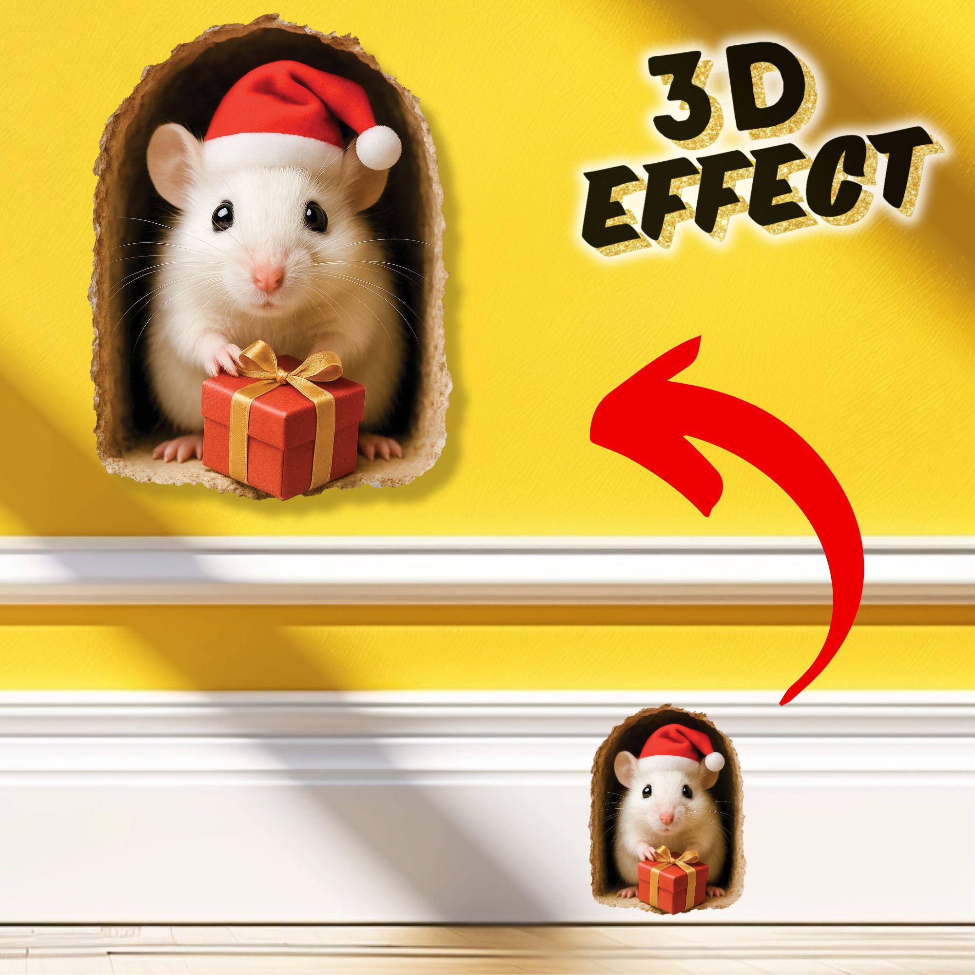 Christmas Mouse Hole Wall Decal: Santa Hat Holiday Decor - Etsy