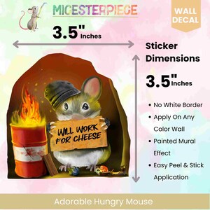Cute Hungry Mouse Will Work for Cheese Sign in Mouse Hole Wall Decal ...