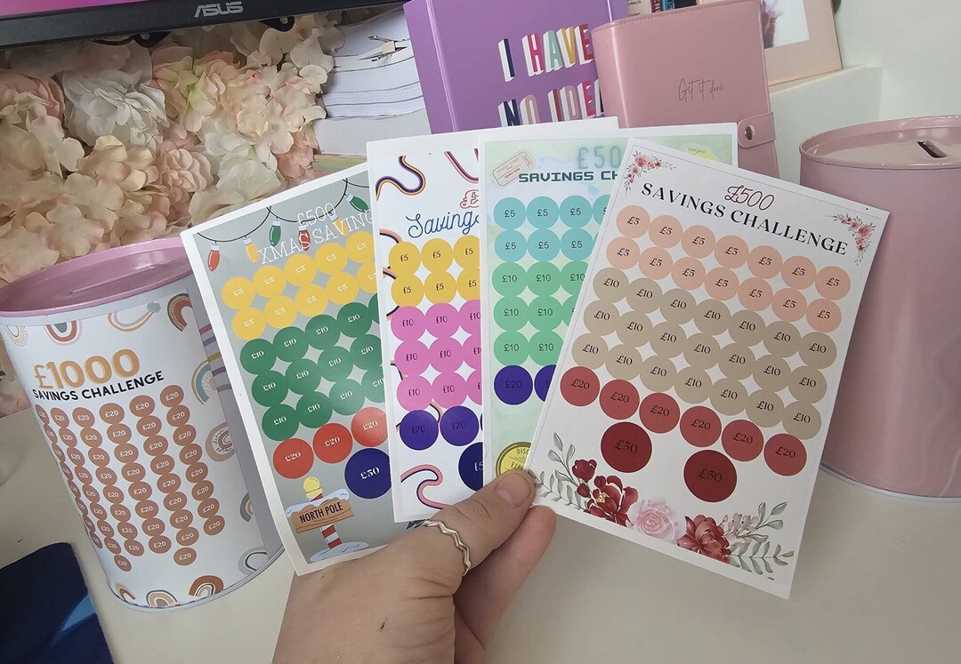 Colourful Money Tin Savings Tracker Sticker 500 Printed to Order - Etsy