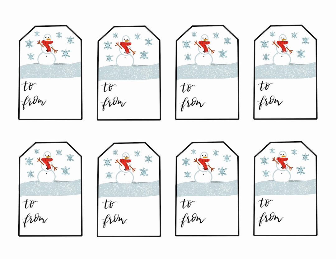 Snowman Christmas Gift Tags Instant Digital Download Printable Gift ...