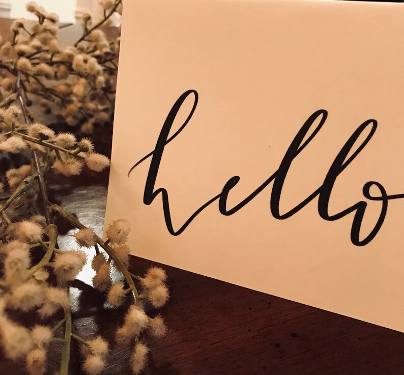 Hello Calligraphy Card; Hand Lettered Printable Card; Instant Digital ...
