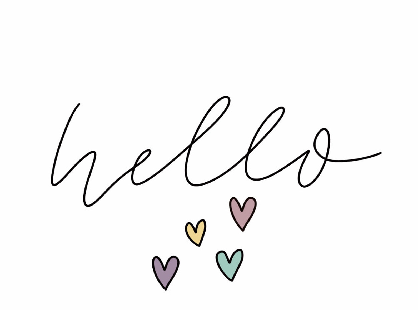 Hello Greeting Card Instant Digital Download Hand Lettered Printable ...