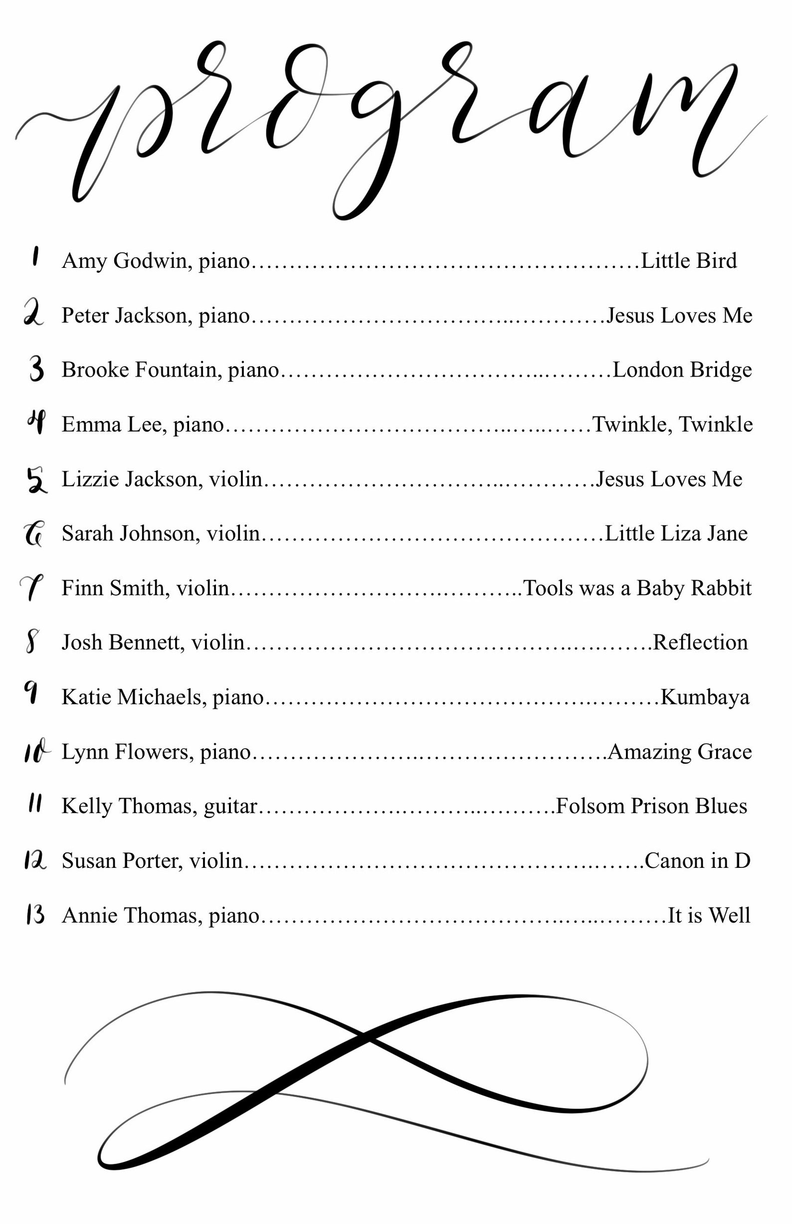 Winter Recital Program; Digital Download; Printable Recital Program ...