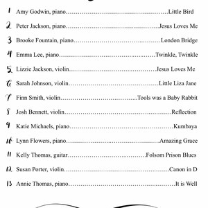 Winter Recital Program; Digital Download; Printable Recital Program ...