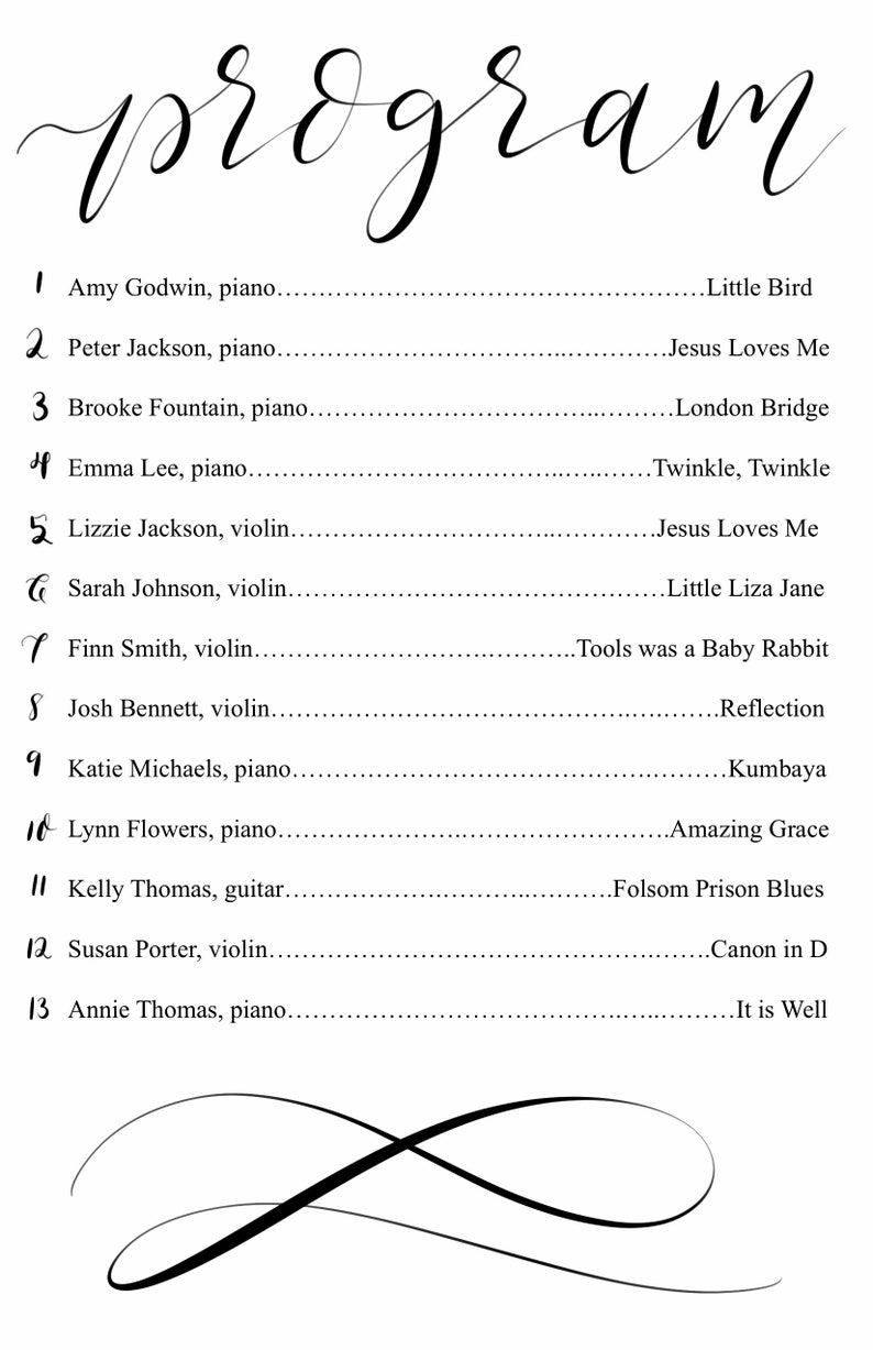 Winter Recital Program; Digital Download; Printable Recital Program ...