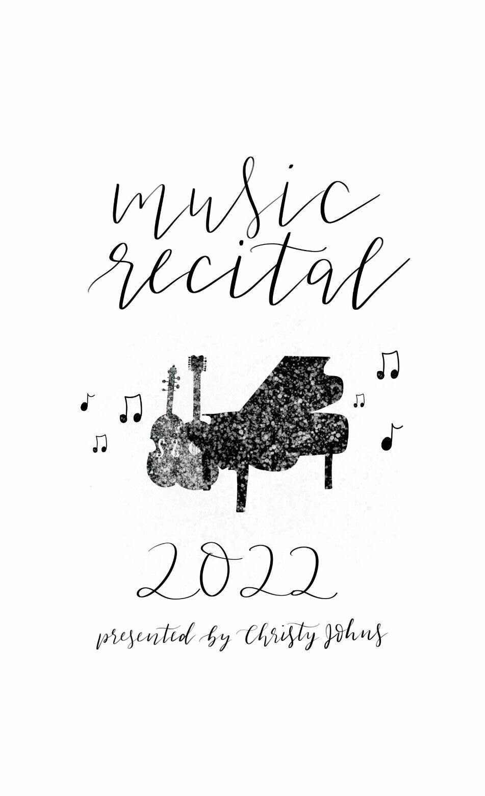 Custom Music Recital Program: Digital Download; Printable; Piano ...
