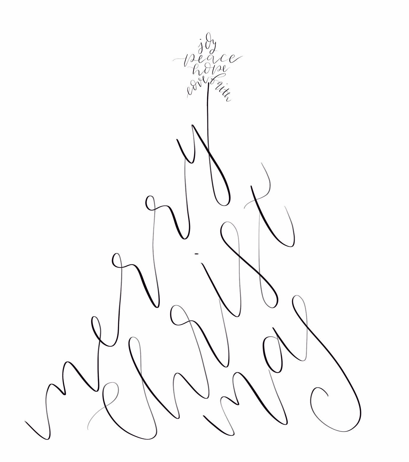 Merry Christmas Calligraphy Printable Instant Digital Download Hand ...