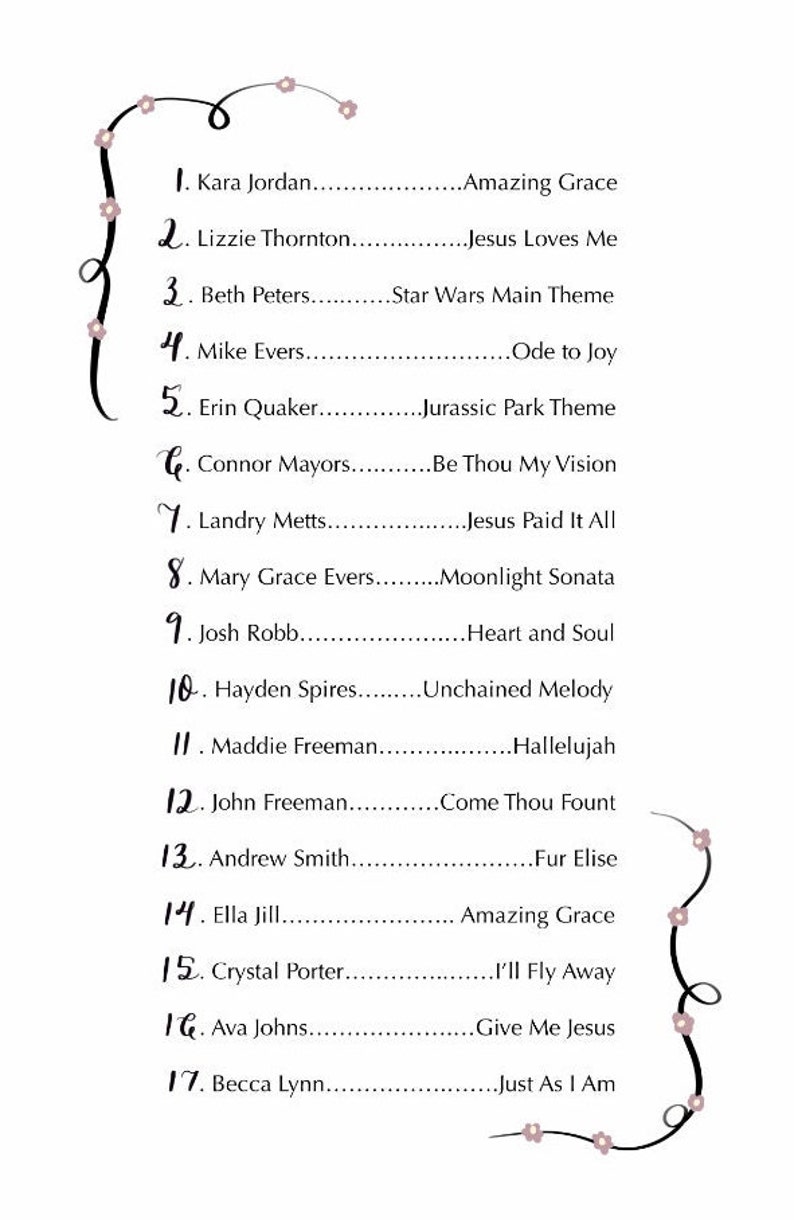 Custom Recital Program: Digital Download; Guitar Recital; Violin ...