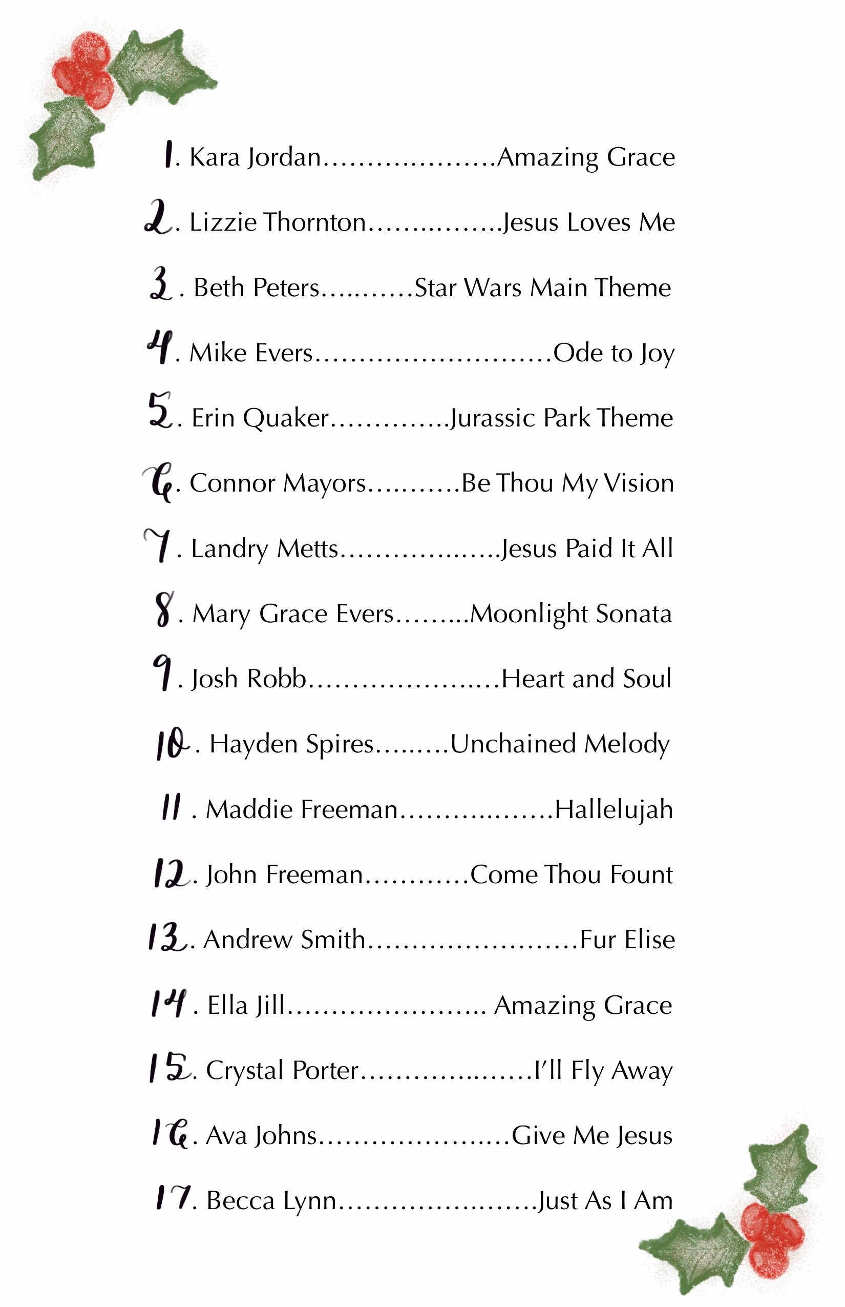 Christmas Recital Program; Digital Download; Custom Recital Program ...