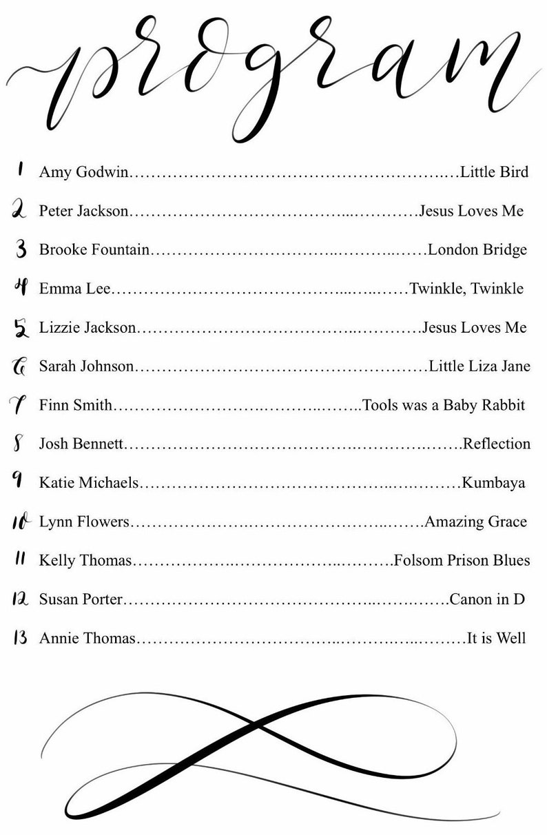 Custom Piano Recital Program: Digital Download; Music Recital; Modern ...