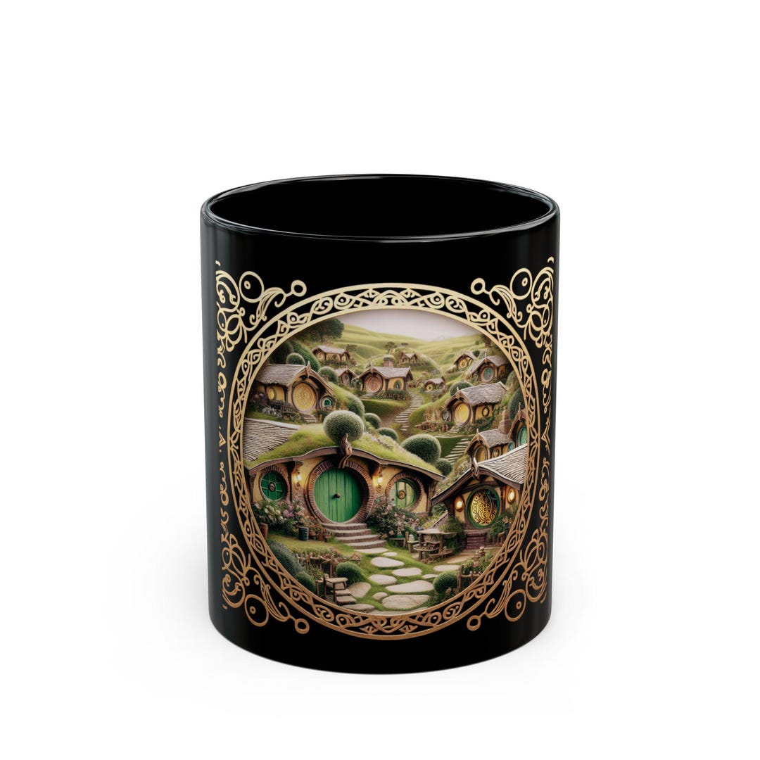 Lord of the Rings Inspired Hobbitcore Black Coffee Mug the Shire ...