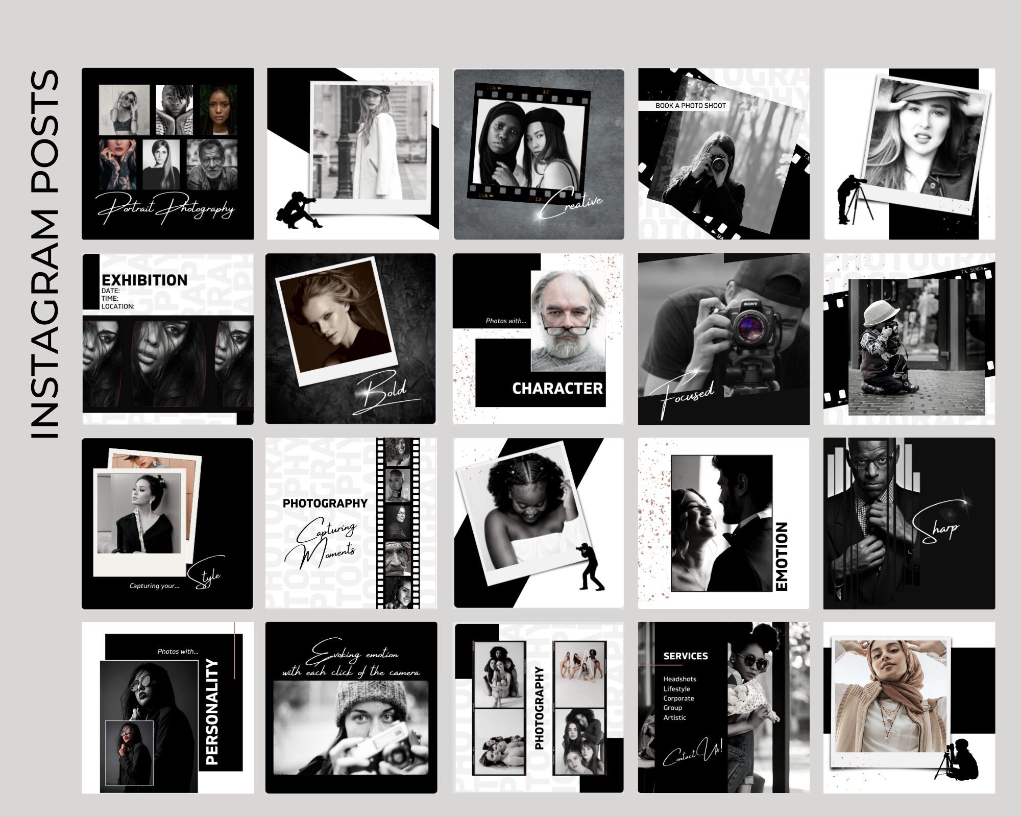 Portrait Photography Canva Social Media Templates for Instagram Posts ...