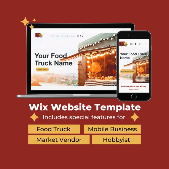 Wix Website Template for Food Truck Market Vendor or Mobile - Etsy
