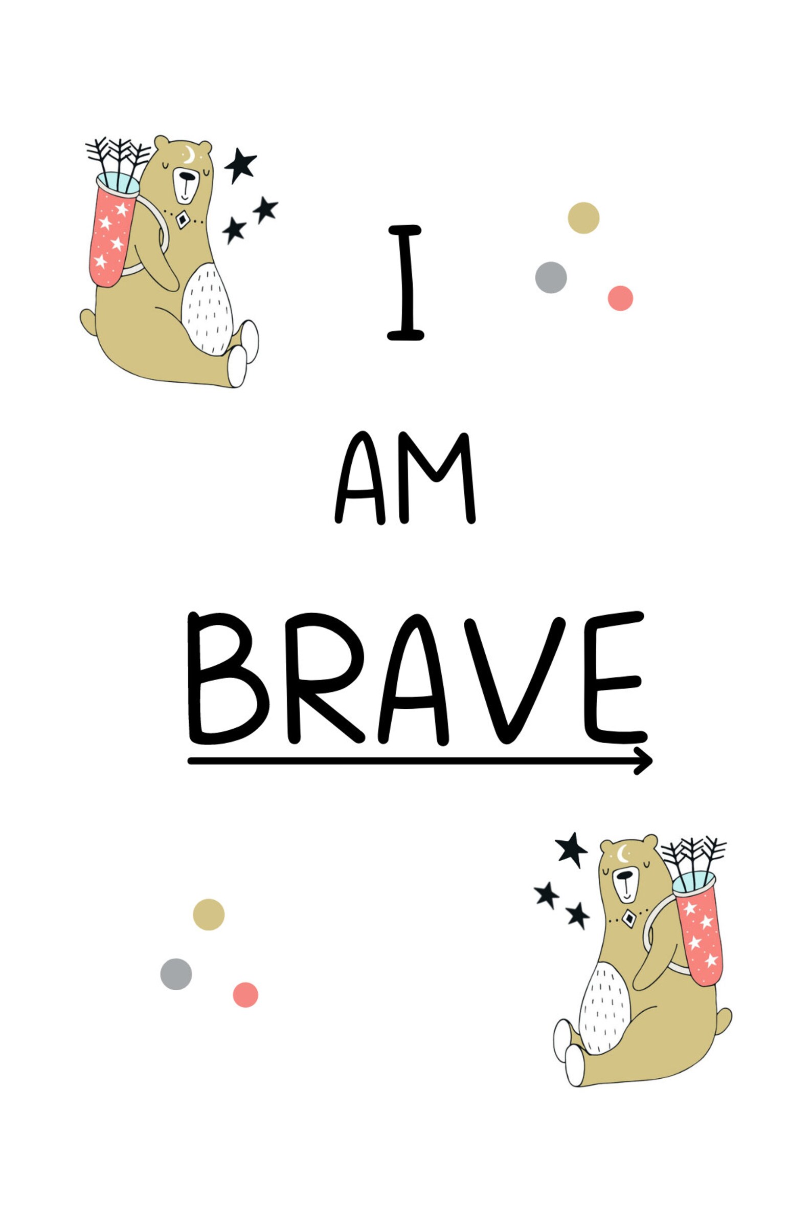 Kids Affirmations Print, I AM BRAVE, Affirmations for Kids ...