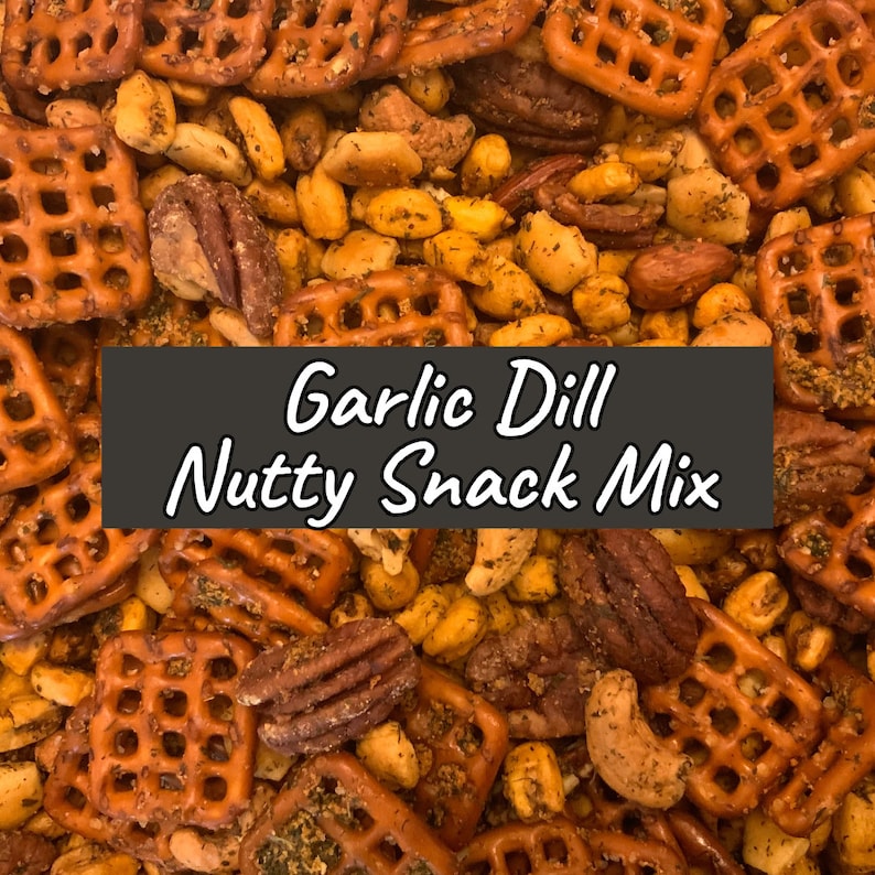 Garlic Dill Nutty Snack Mix: Gourmet Pecans & Pretzels - Etsy