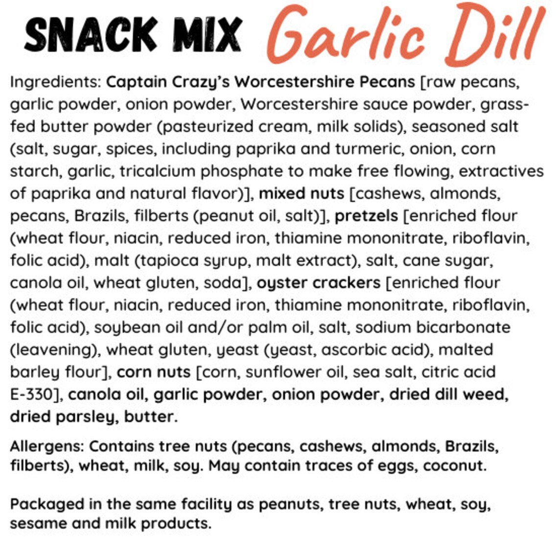 Garlic Dill Nutty Snack Mix: Gourmet Pecans & Pretzels - Etsy