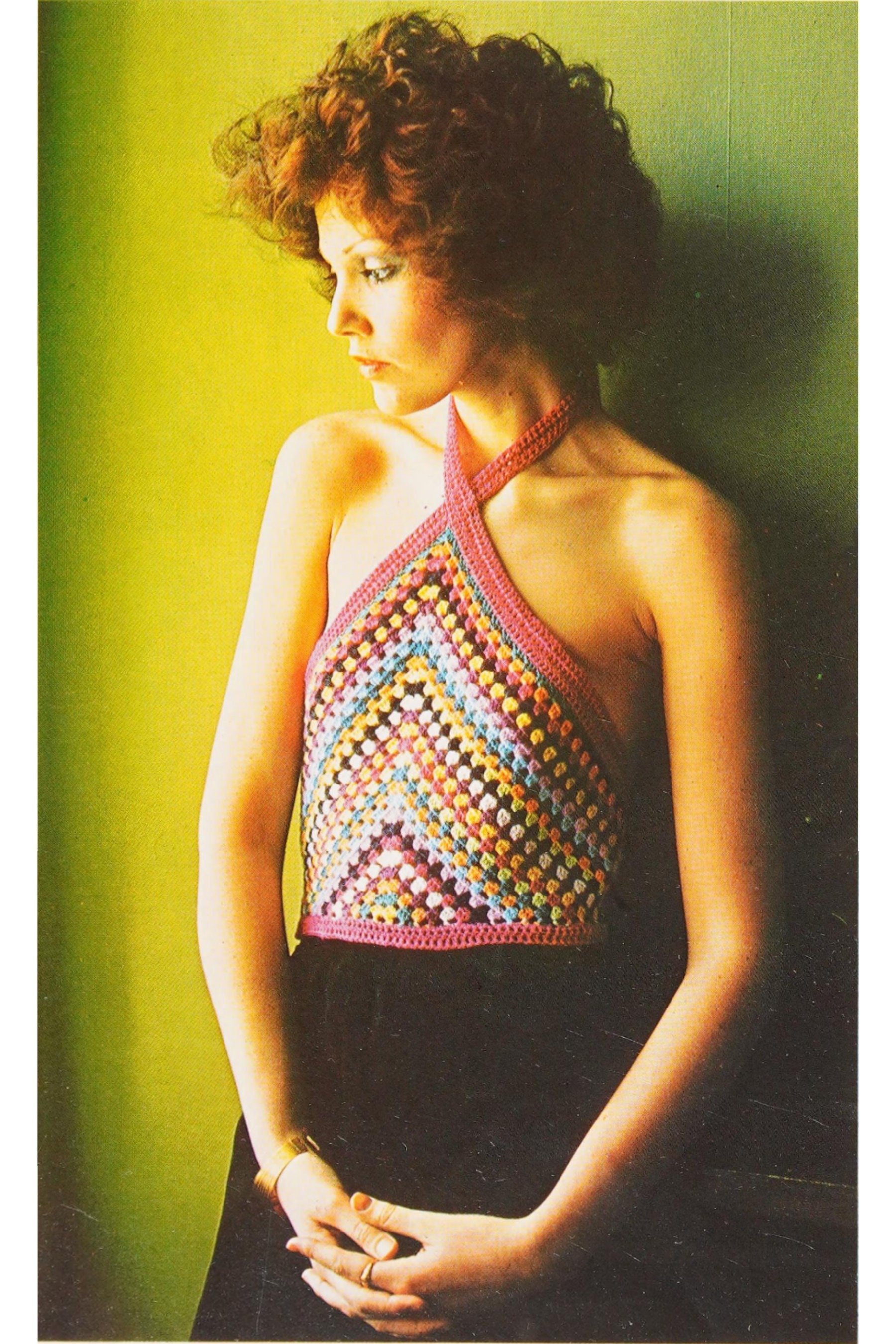 Vintage Crochet Pattern Halter Crop Top Bralette With Thick Straps ...