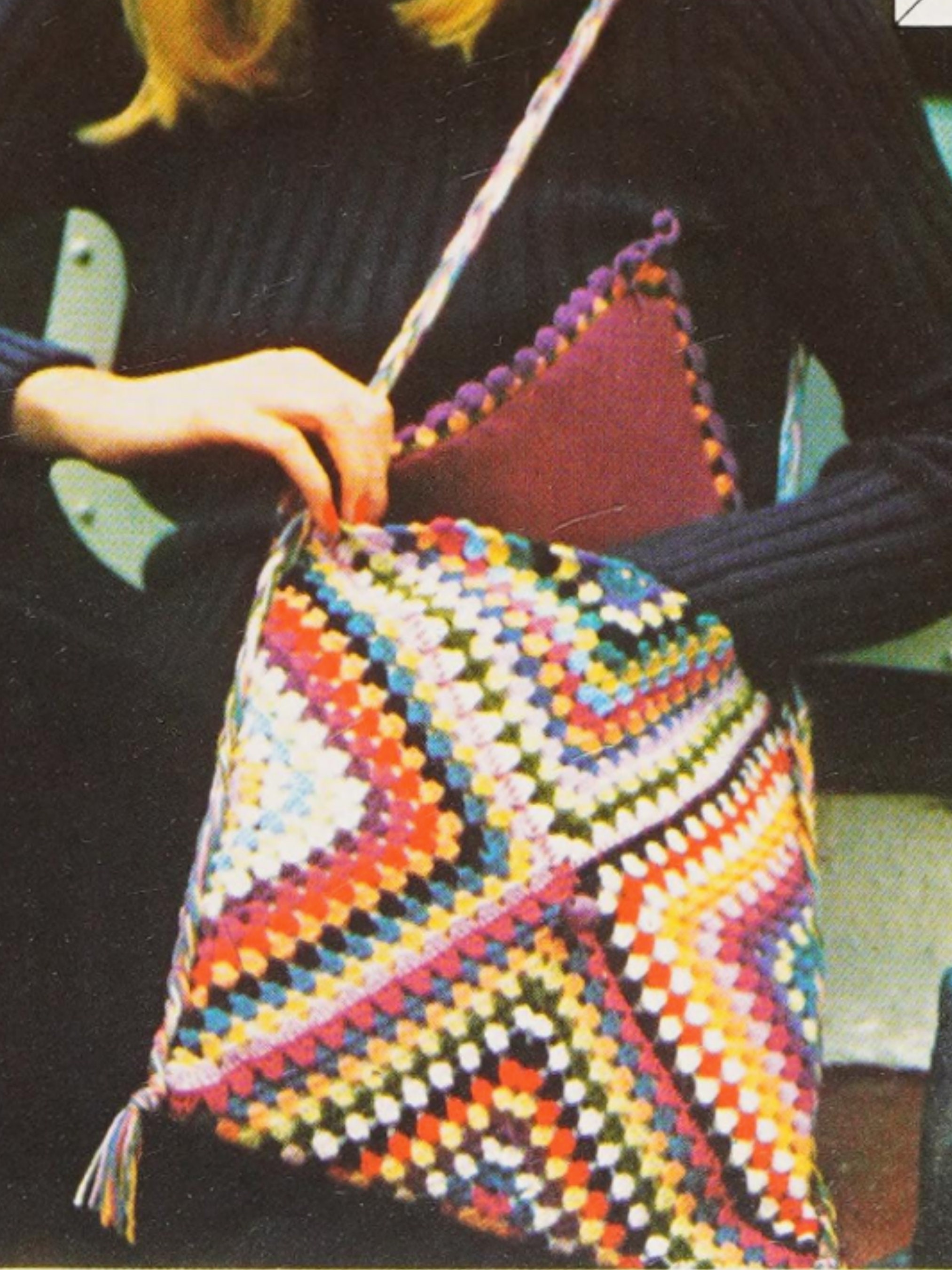 Vintage Crochet Pattern, Tote Bag, Boho Purse With Tassels, Retro ...