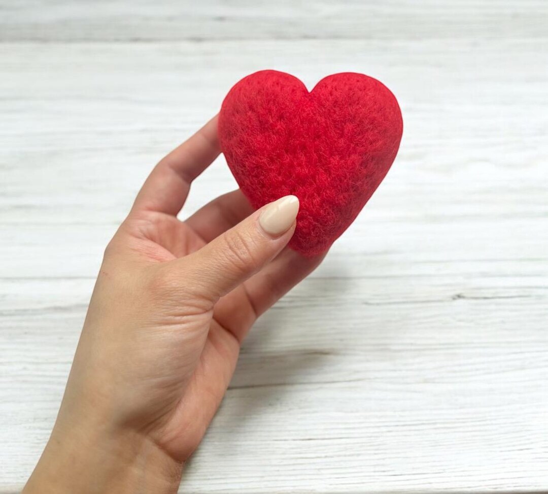 Red Wool Hearts, Large Felt Hearts, Valentine Wool Hearts, Wool Heart ...