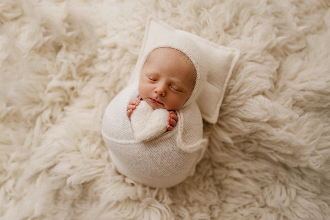 Cream Felt Heart, Newborn Wool Heart, Knitted Heart, Wool Hearts ...