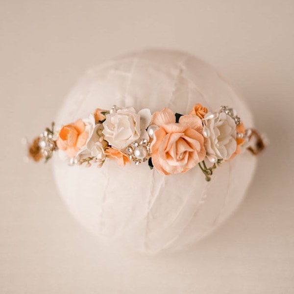 Peach Flower Crown - Etsy