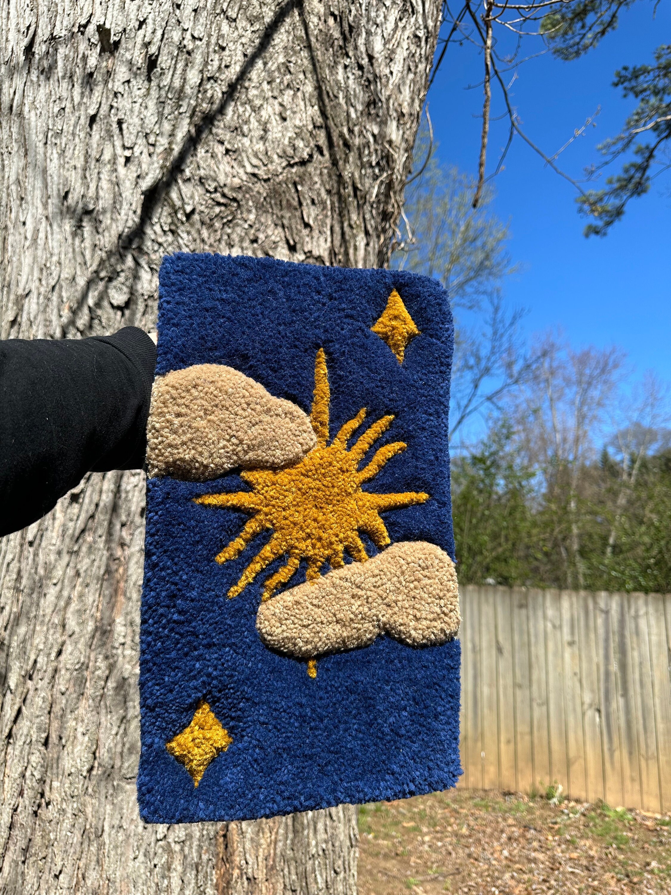 Day and Night Vintage Yarn Tufted Art Pieces - Etsy