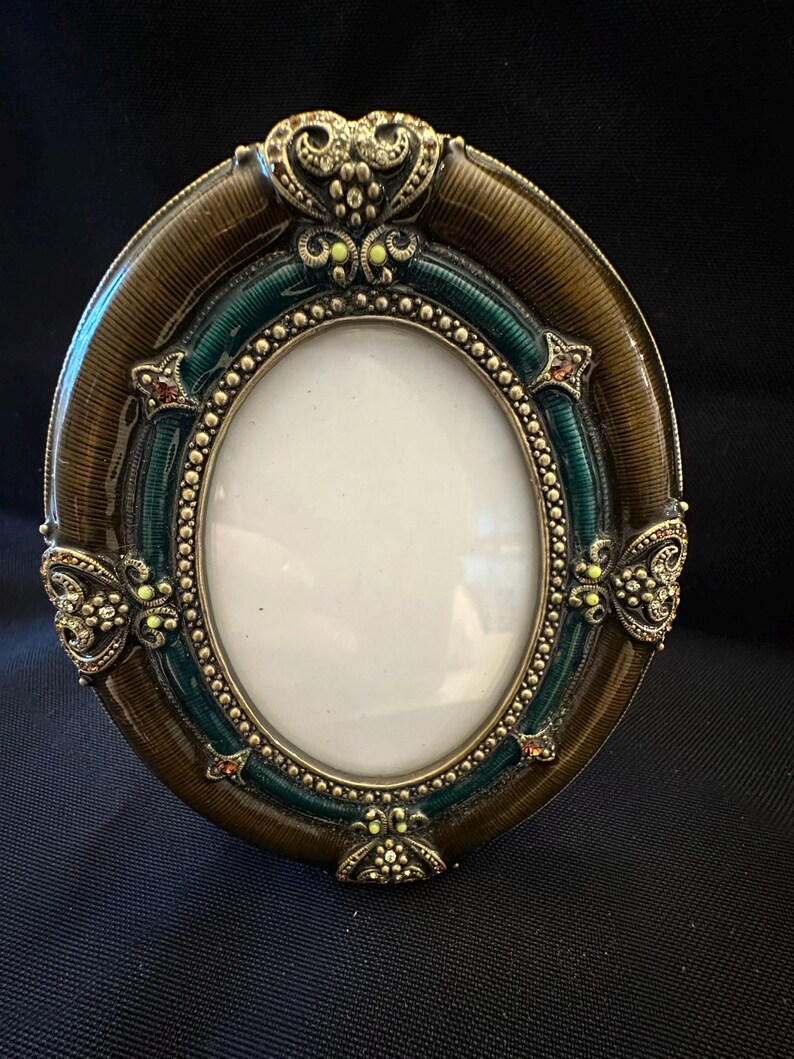 Vintage Jeweled Metal Picture Frame - Etsy