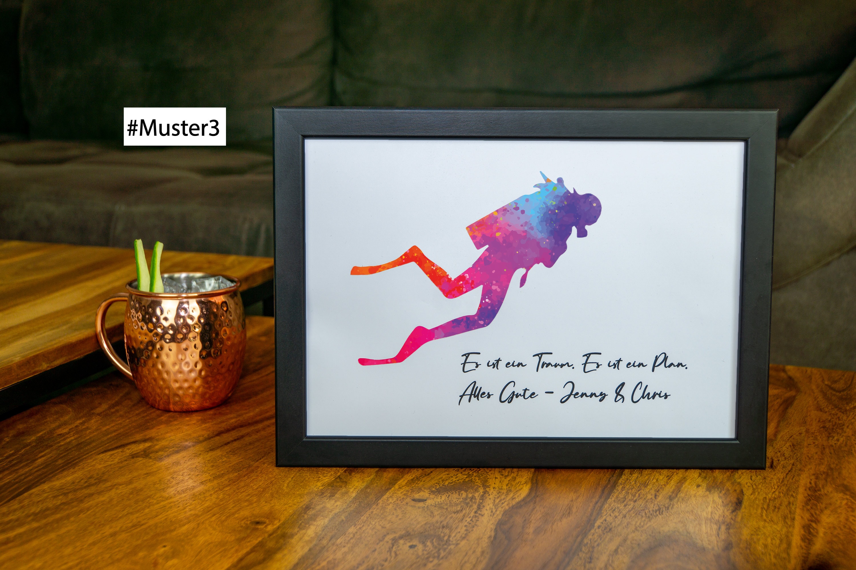 Personalisiertes Geldgeschenk Taucher Frau, Glückwunschkarte für ...