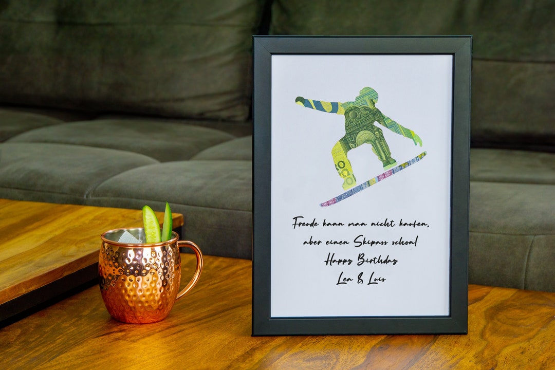 Personalized Cash Gift for Snowboarders, Gift Idea for Easter, Birthday ...