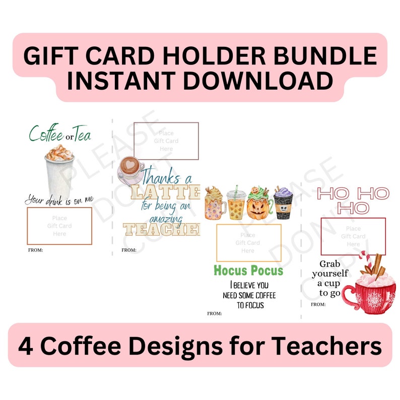 Teacher Gift Card Holder Bundle: Coffee Gift for Teacher - Etsy