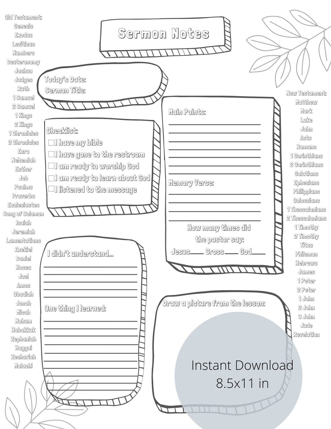 Kids Sermon Note taking Guide Etsy