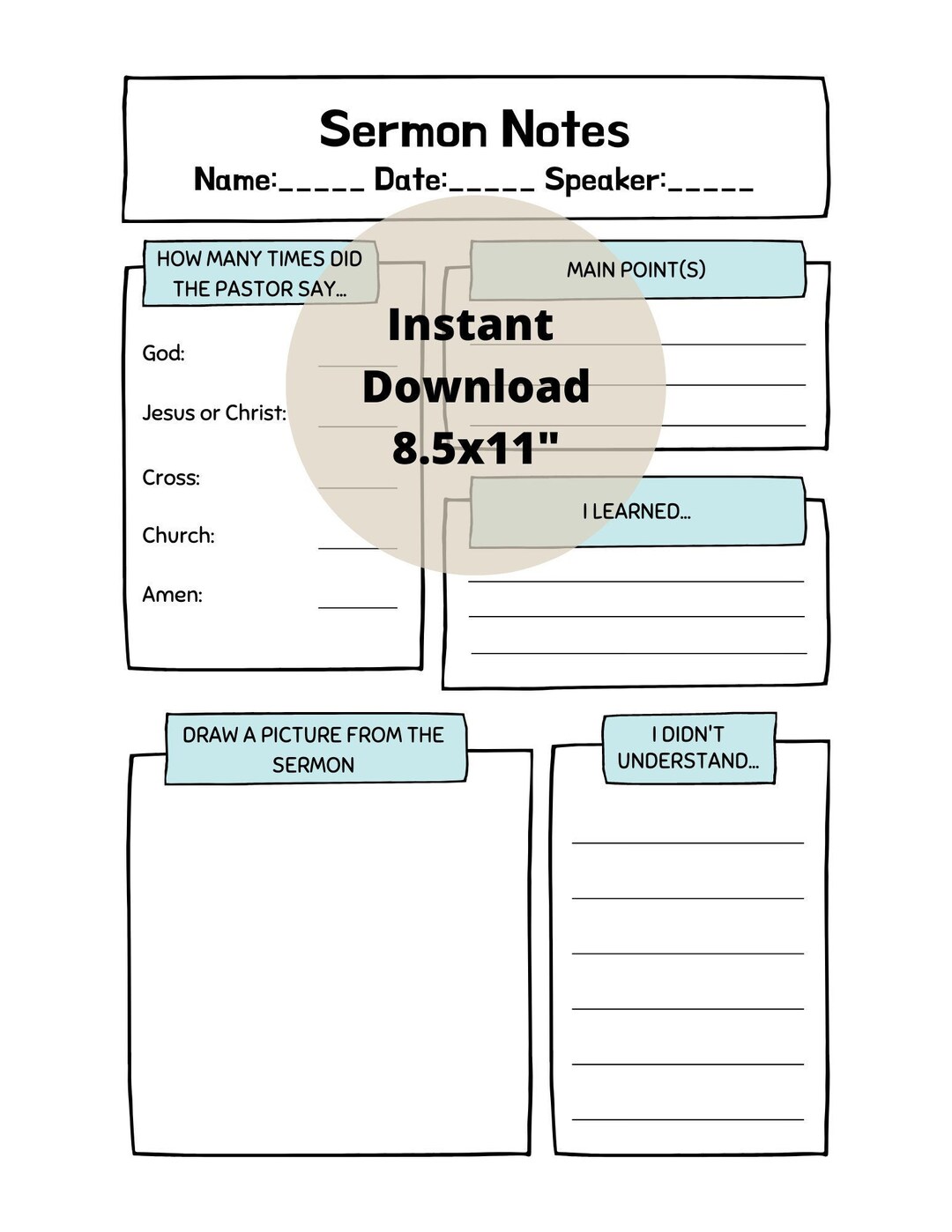 Kids Sermon Note-taking Guide - Etsy