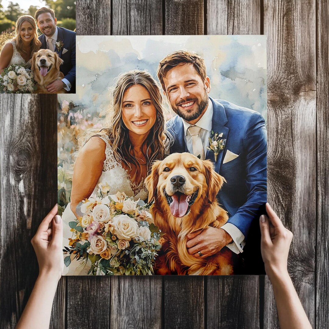 Custom Wedding Portrait Painting, Personalized Watercolor Couple Art ...